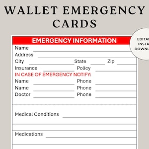 Emergency Contact ID, Medical Condition ID, Medical Wallet Card ...