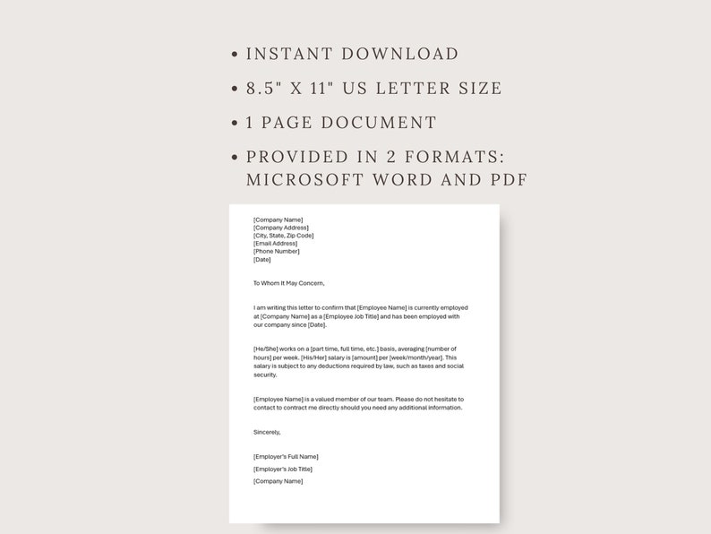 Proof of Income Letter Template: Customizable Salary Verification ...