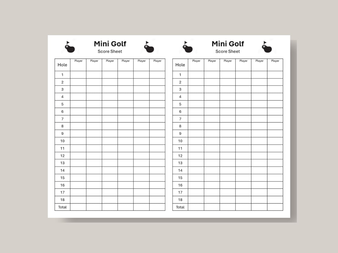 Mini Golf Score Sheet, Putt Putt Scorecard, Mini Golf Scorecard ...