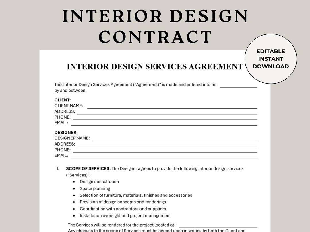 Interior Design Contract, Decorator Contract, Design Consulting ...