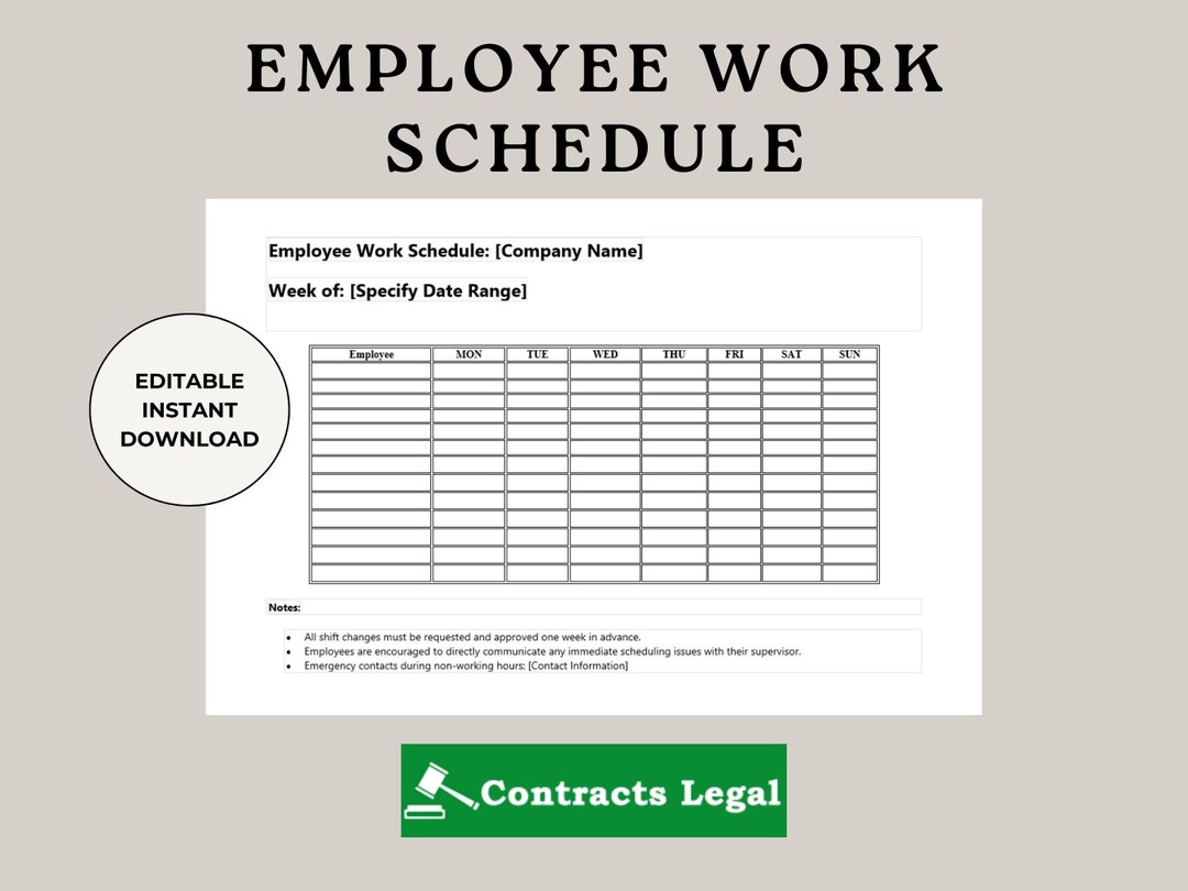 Employee Work Schedule, Weekly Work Schedule, Employee Scheduling ...