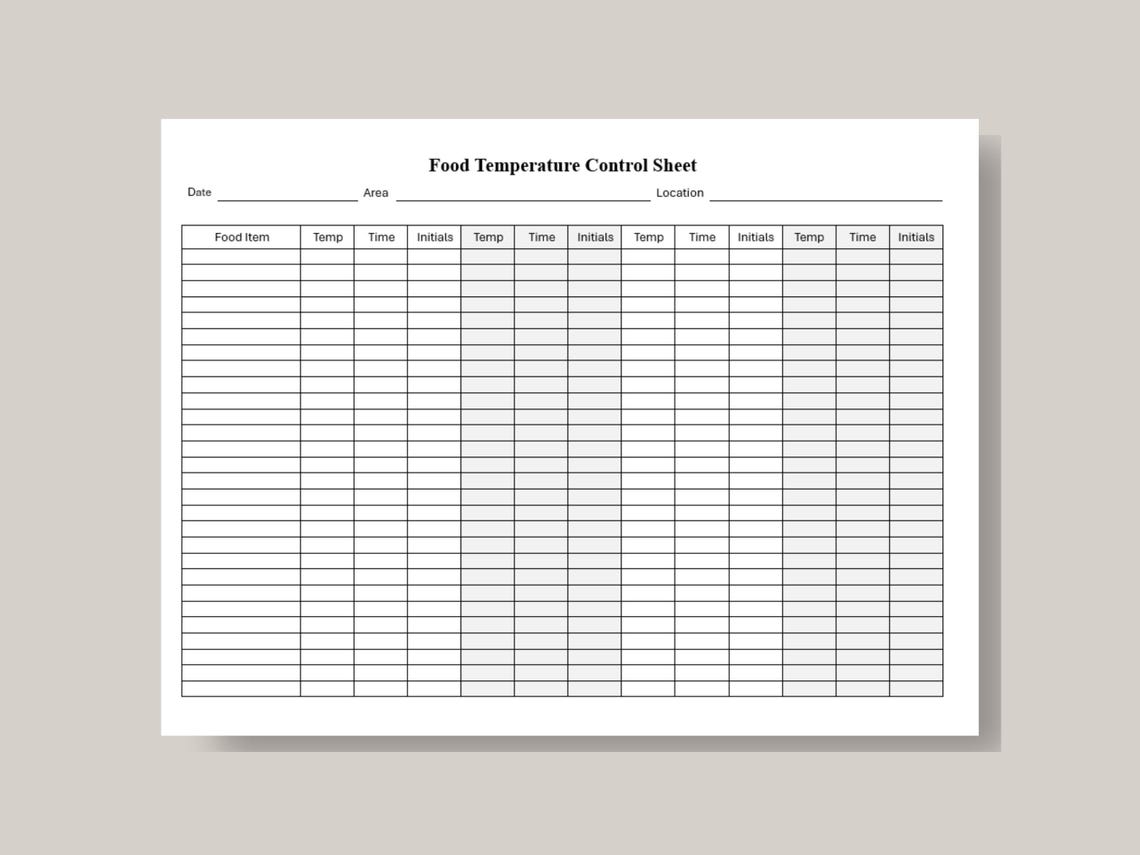 Food Temperature Log, Refrigerated Food, Food Safety Program, Food ...