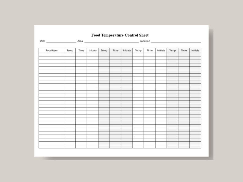 Food Temperature Log, Refrigerated Food, Food Safety Program, Food ...