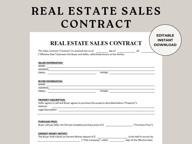 Real Estate Sales Contract Template: Residential Property Purchase (PDF ...