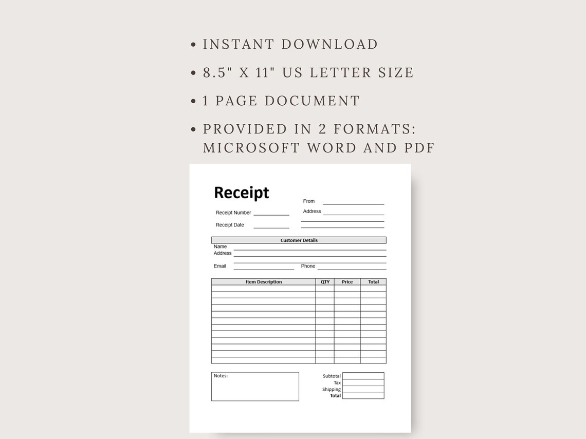 Printable Receipt, Customer Receipt, Sales Receipt, Purchase Receipt ...