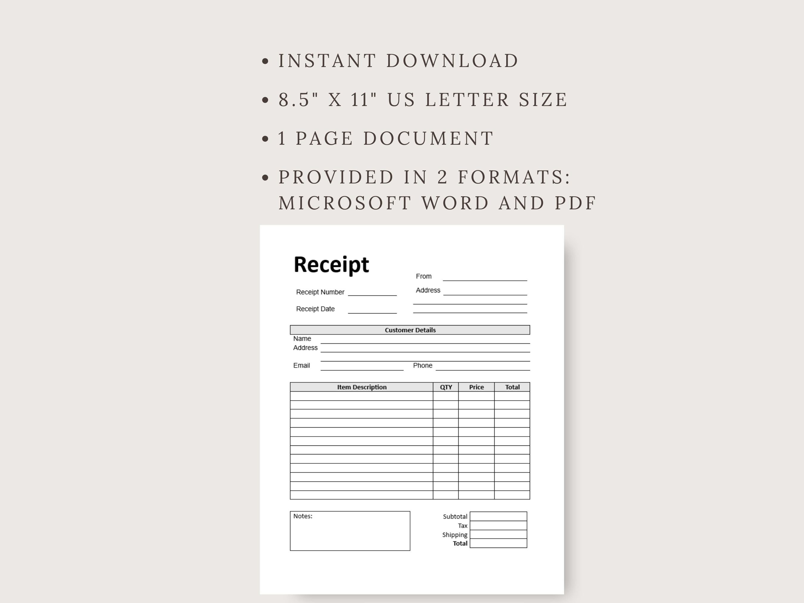 Printable Receipt, Customer Receipt, Sales Receipt, Purchase Receipt ...
