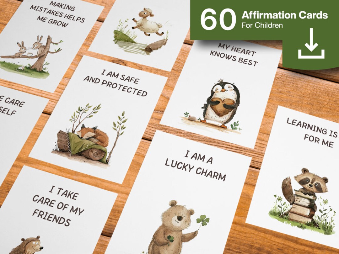 60 Affirmation Cards for Children Digital Download for Printing ...