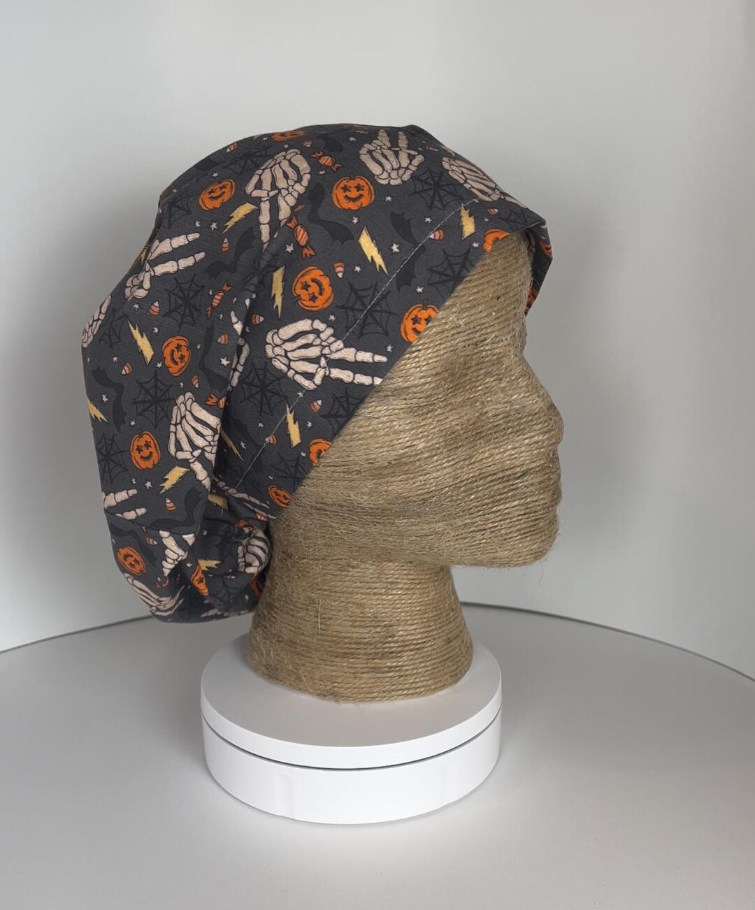 Skeleton Hand Peace Sign Scrub Cap, Halloween Skull Surgical Hat ...