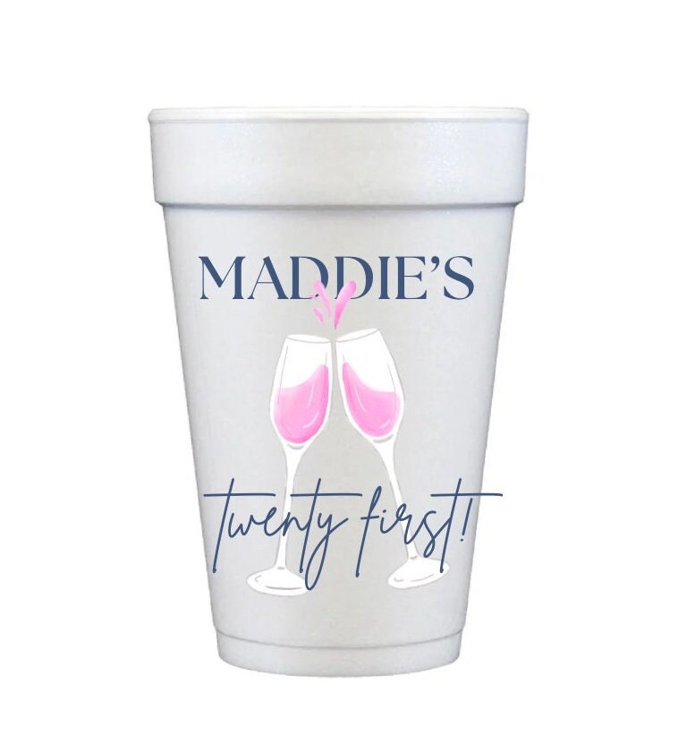 Birthday Cups, Personalized Styrofoam Cups, - Birthday Foam Cups, 21st ...