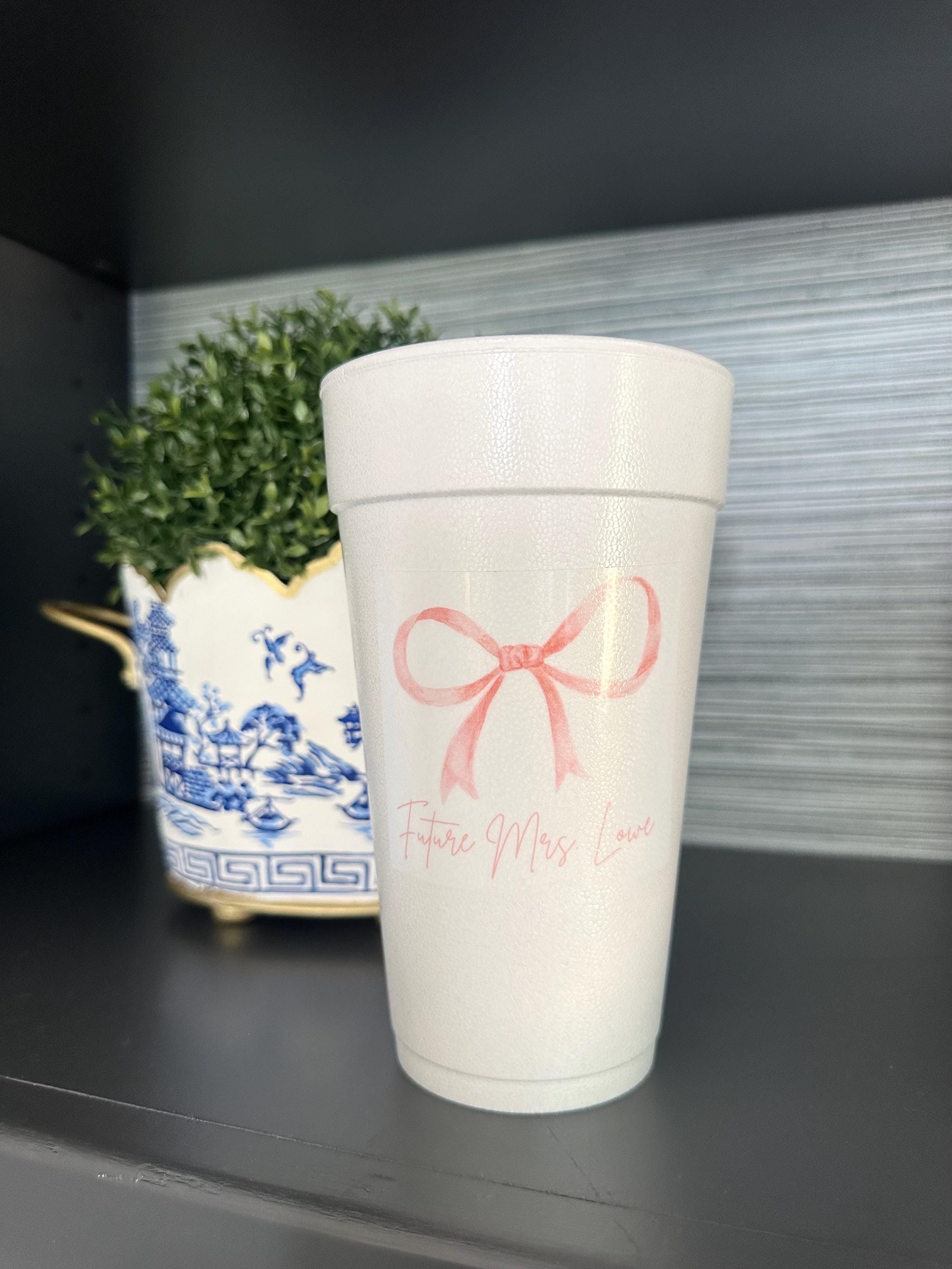 Pink Bow Cups, Personalized Styrofoam Cups, Foam Cups - Etsy