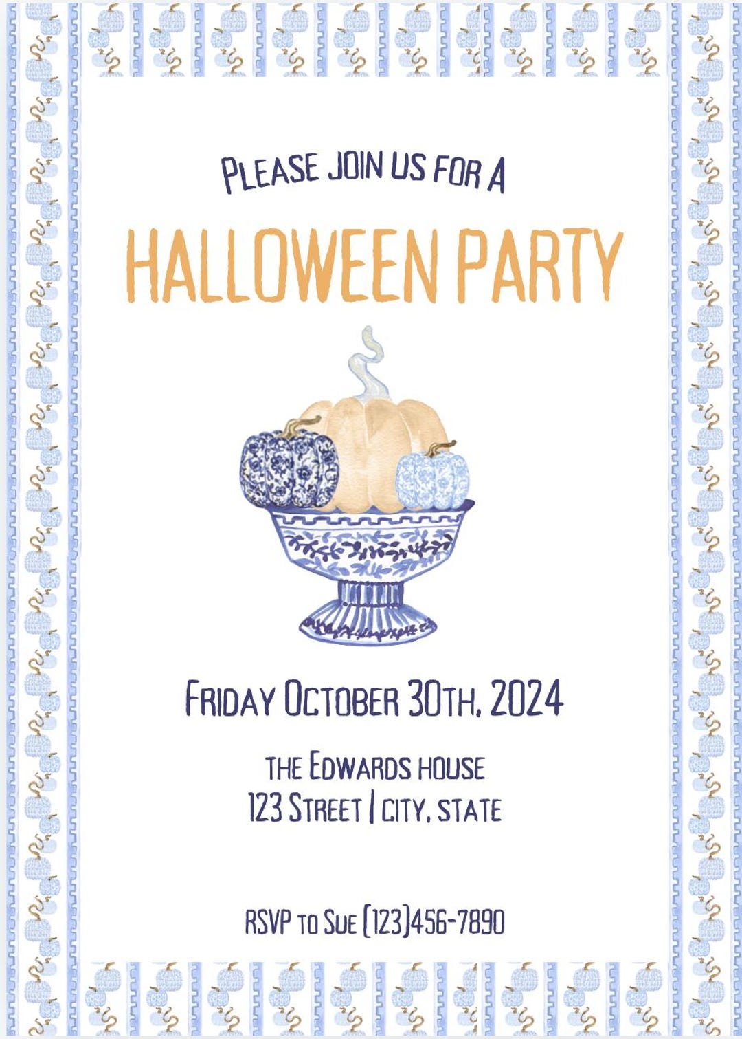 Editable Halloween Party Invitation - Grandmillenial, Editable Download ...