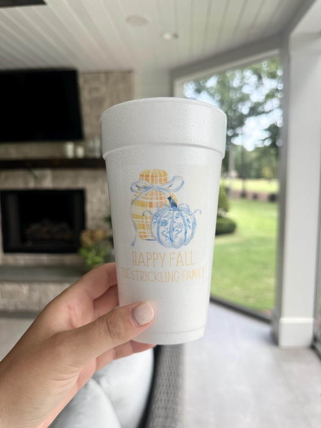 Grandmillennial Fall Cups, Thanksgiving Cups, Thanksgiving Foam Cups ...
