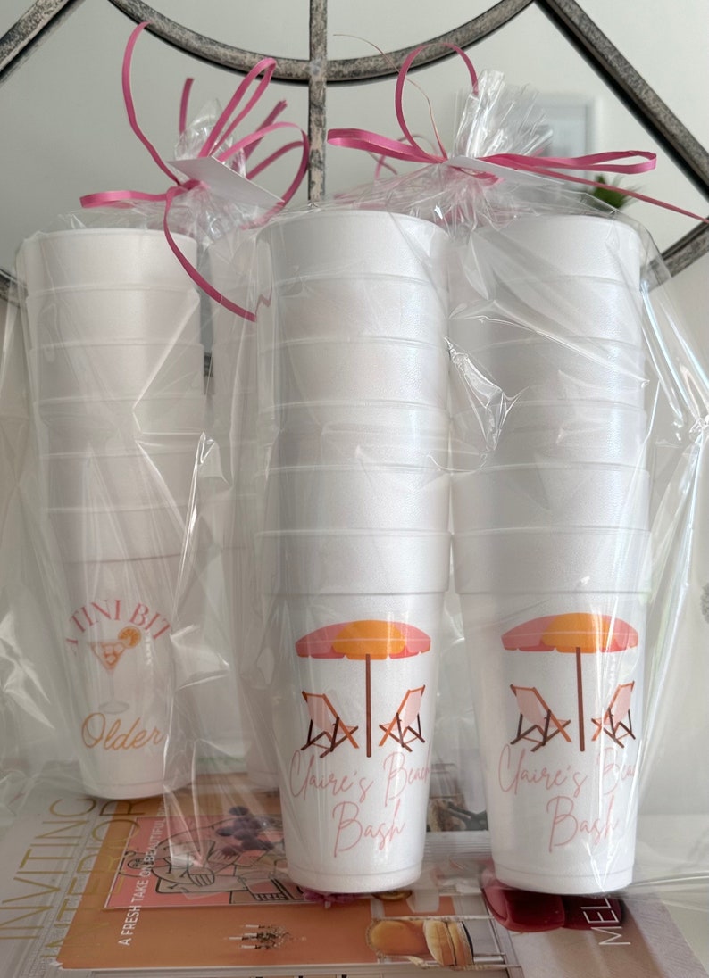 Personalized Styrofoam Cups, Beach Party Cups, Beach Cups - Foam Cups ...