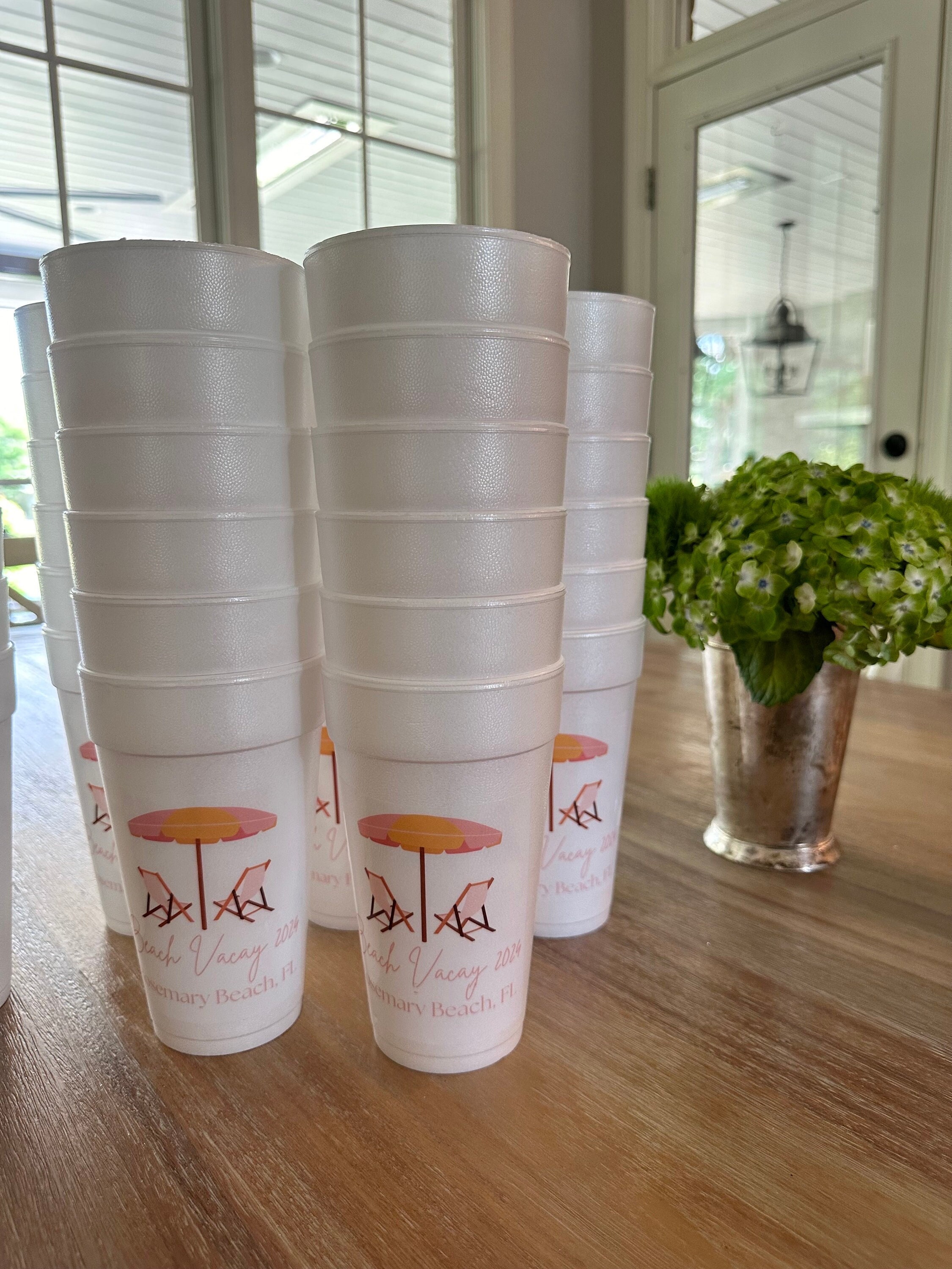 Personalized Styrofoam Cups, Beach Party Cups, Beach Cups - Foam Cups ...
