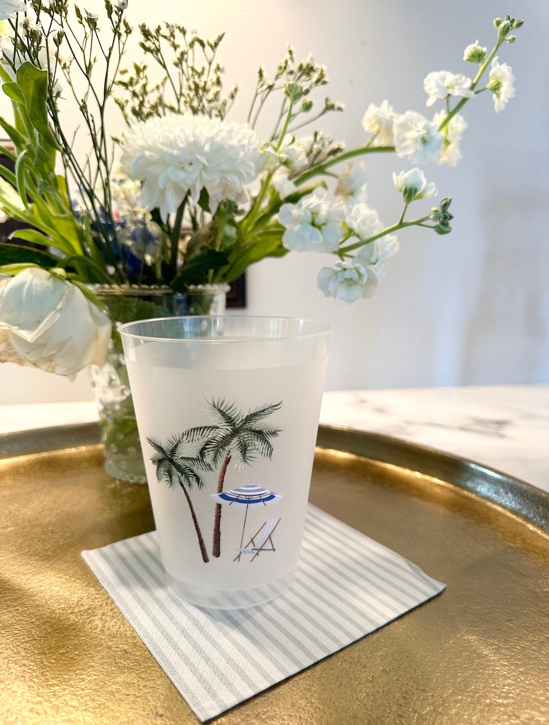 Palm Trees Reusable Frost Flex Cups Set of 8, Beach Cups Happy Hour ...