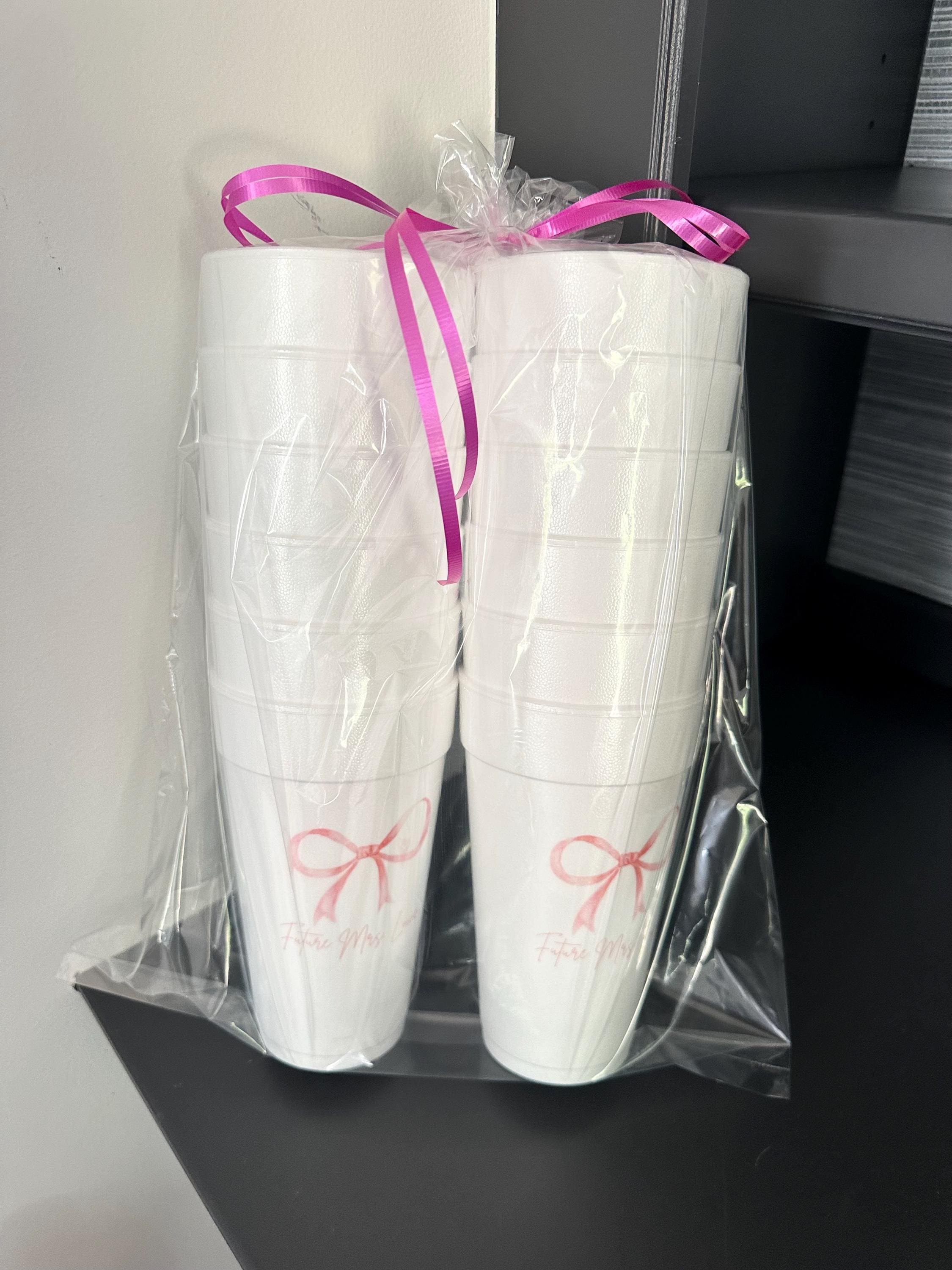 Pink Bow Cups, Personalized Styrofoam Cups, Foam Cups - Etsy
