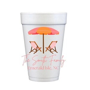 Beach Party Cups, Beach Cups - Foam Cups, Personalized Styrofoam Cups ...