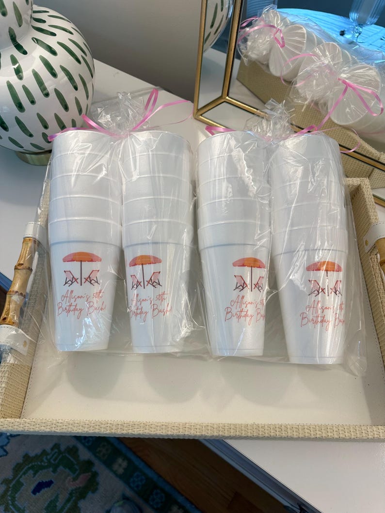 Beach Party Cups, Beach Cups - Foam Cups, Personalized Styrofoam Cups ...