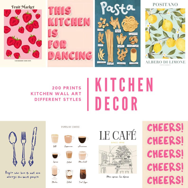 Kitchen Print Wall Art Bundle - Etsy