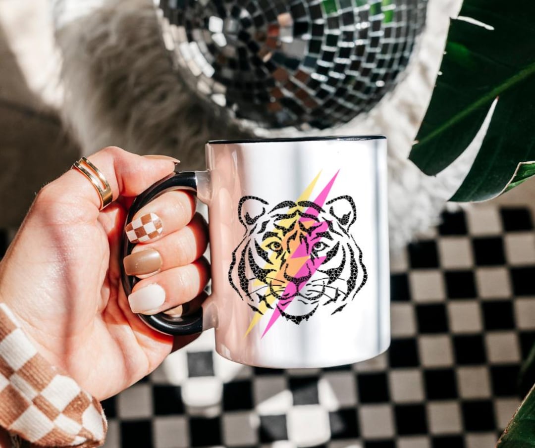 Neon Lightning Tiger Mug, Accent Coffee Mug, Tiger Mug, Safari Animal ...