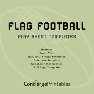 Blank Flag Football Play Sheet Templates - Etsy