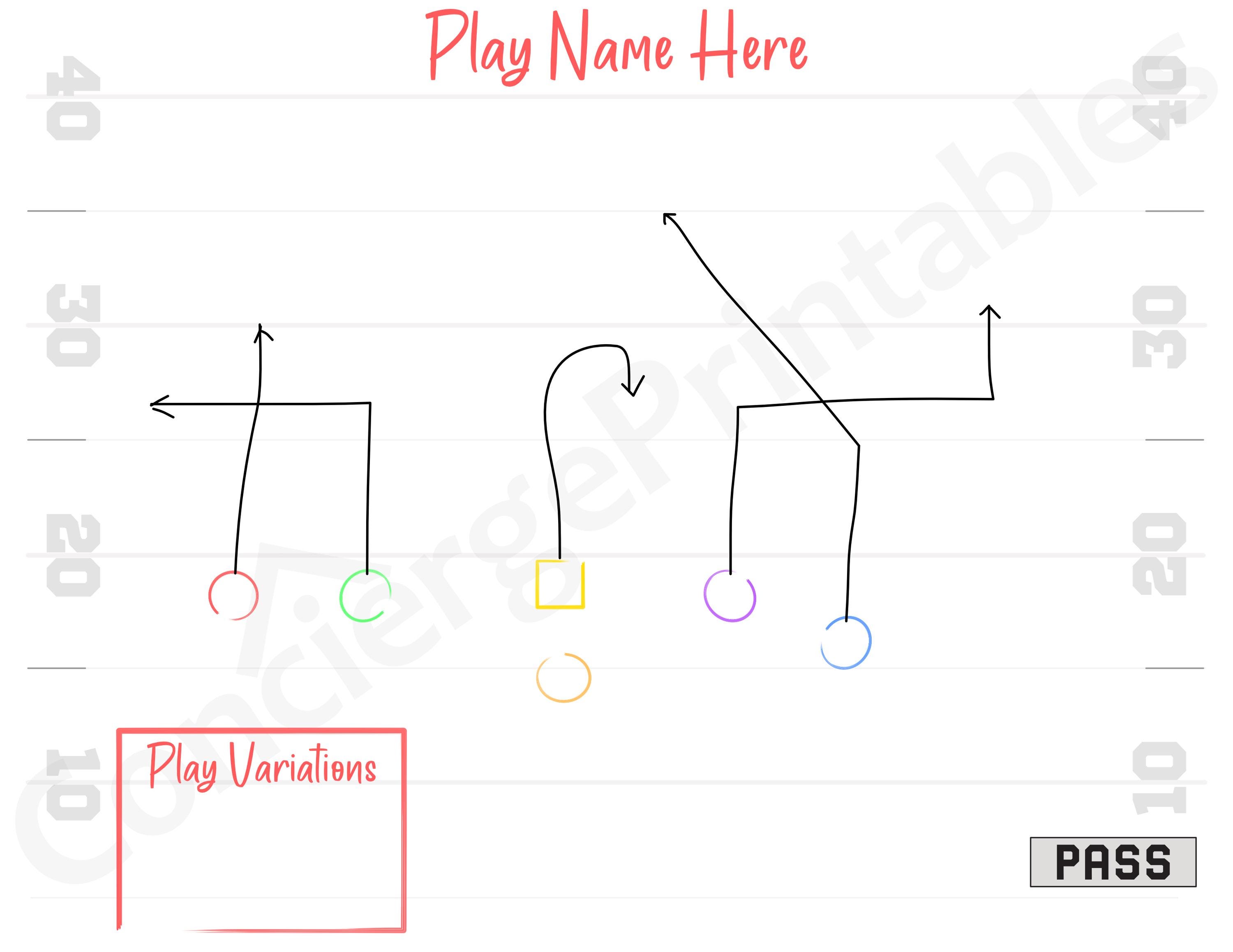 Blank Flag Football Play Sheet Templates - Etsy