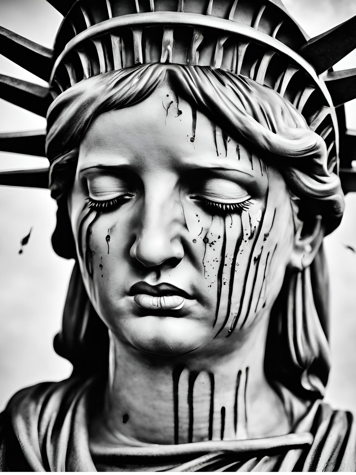 Crying Statue of Liberty Illustration - Etsy