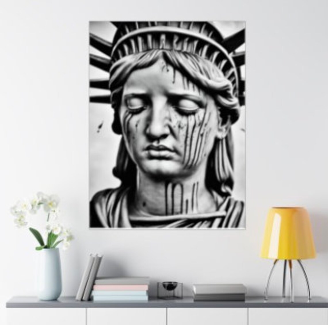 Crying Statue of Liberty Illustration - Etsy