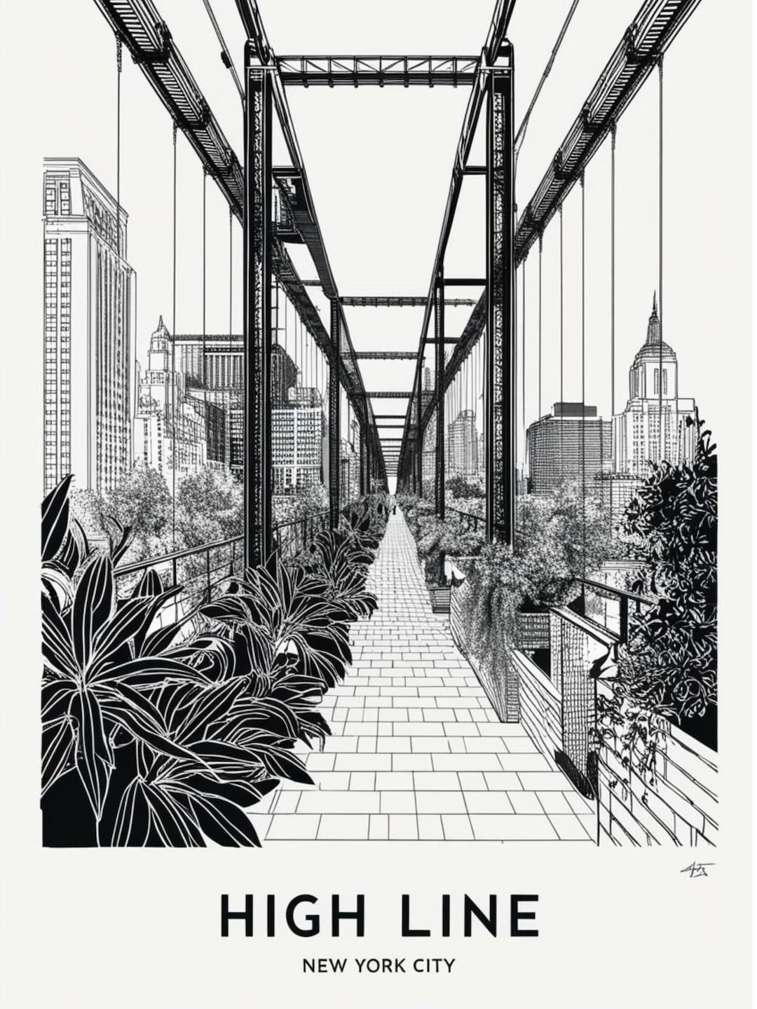 High Line in New York City Poster - Etsy
