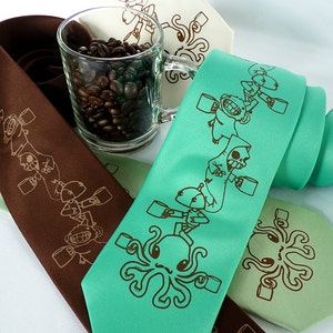 Coffee Necktie Octopus Necktie Coffee Lover Gift Foodie - Etsy