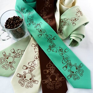 Coffee Necktie Octopus Necktie Coffee Lover Gift Foodie - Etsy