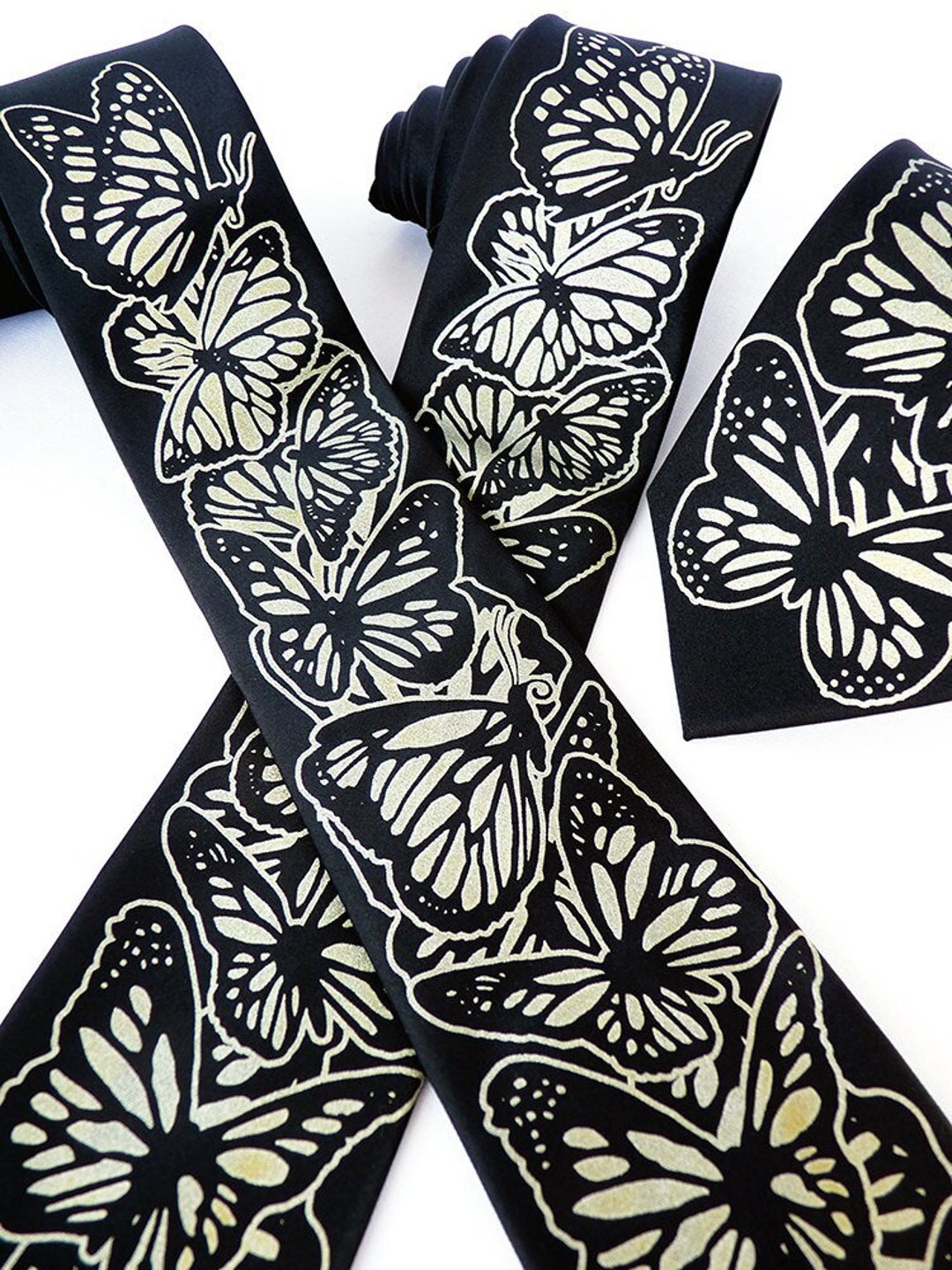 Butterfly Necktie, Insect Necktie, Nature Tie, Metallic Gold Tie ...