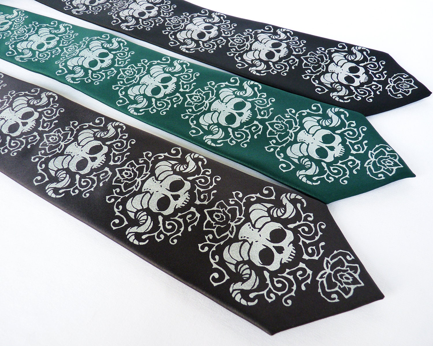 Faun Skull Necktie, Neckties for Men, Skull Tie, Screen Printed Tie ...