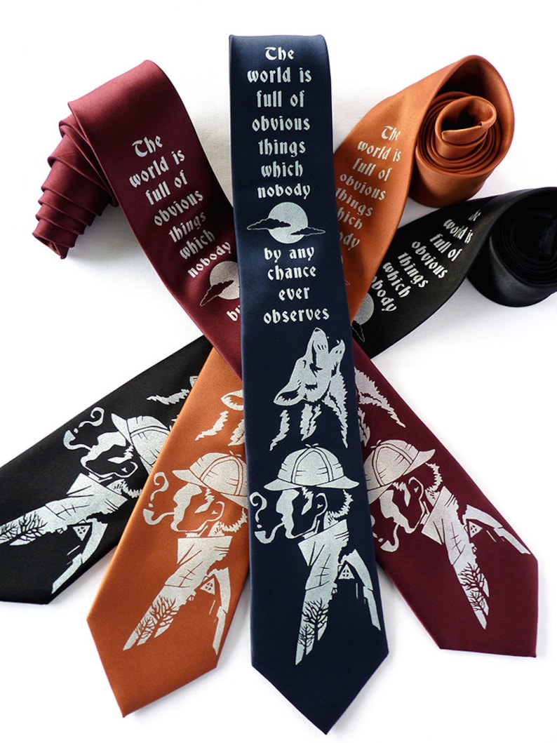 Sherlock Holmes Necktie Book Lover Gift for Men Sherlock | Etsy