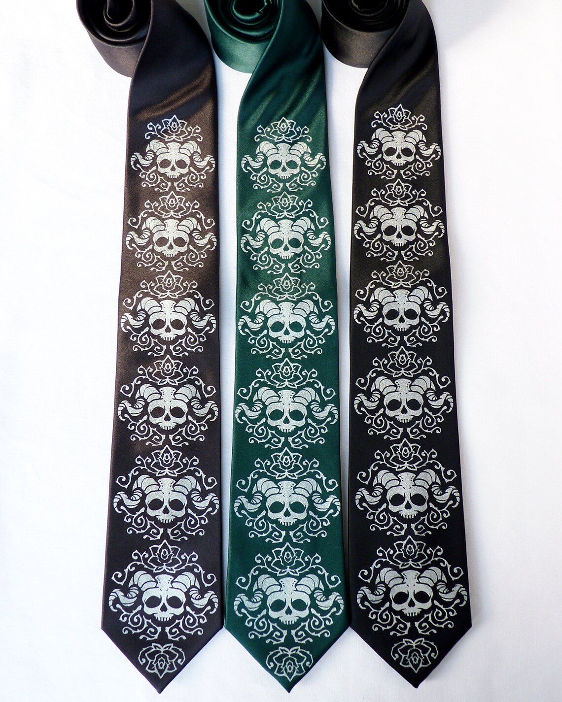 Faun Skull Necktie, Neckties for Men, Skull Tie, Screen Printed Tie ...