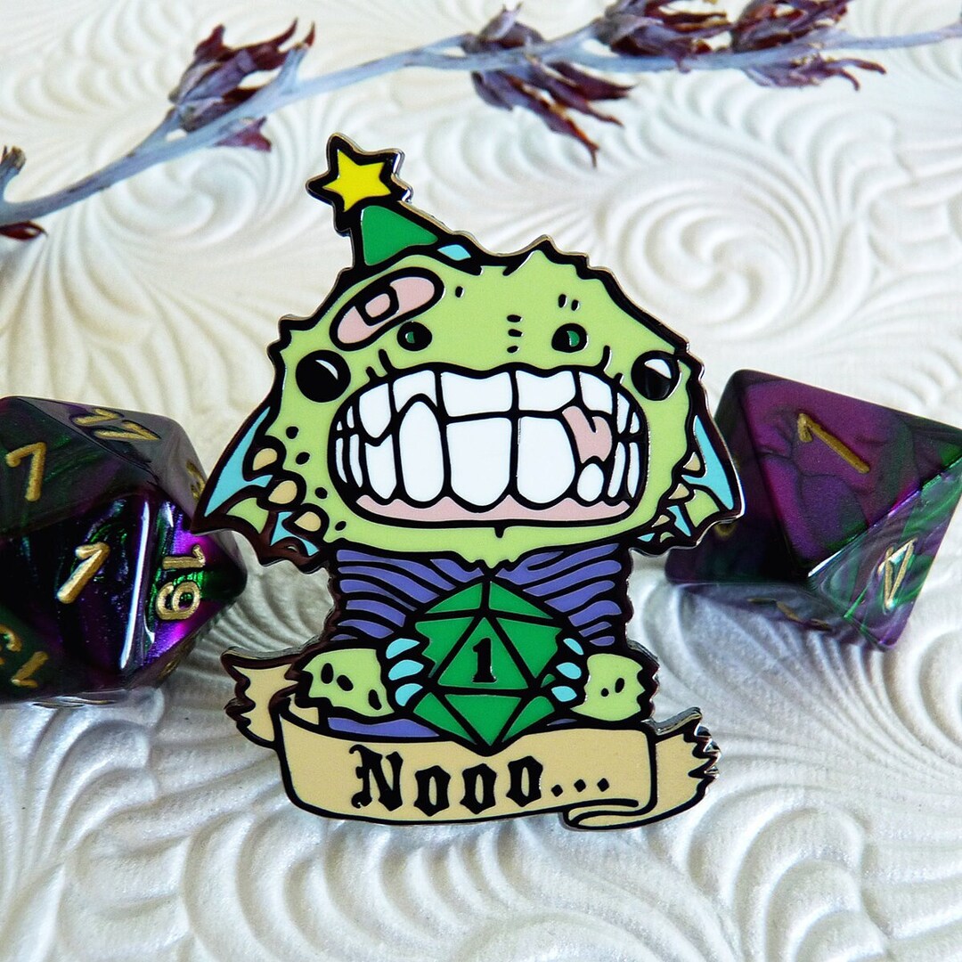 Dicey Dragon Pin, Dnd Gifts for Players, Dragon Enamel Pin, Dnd Enamel ...