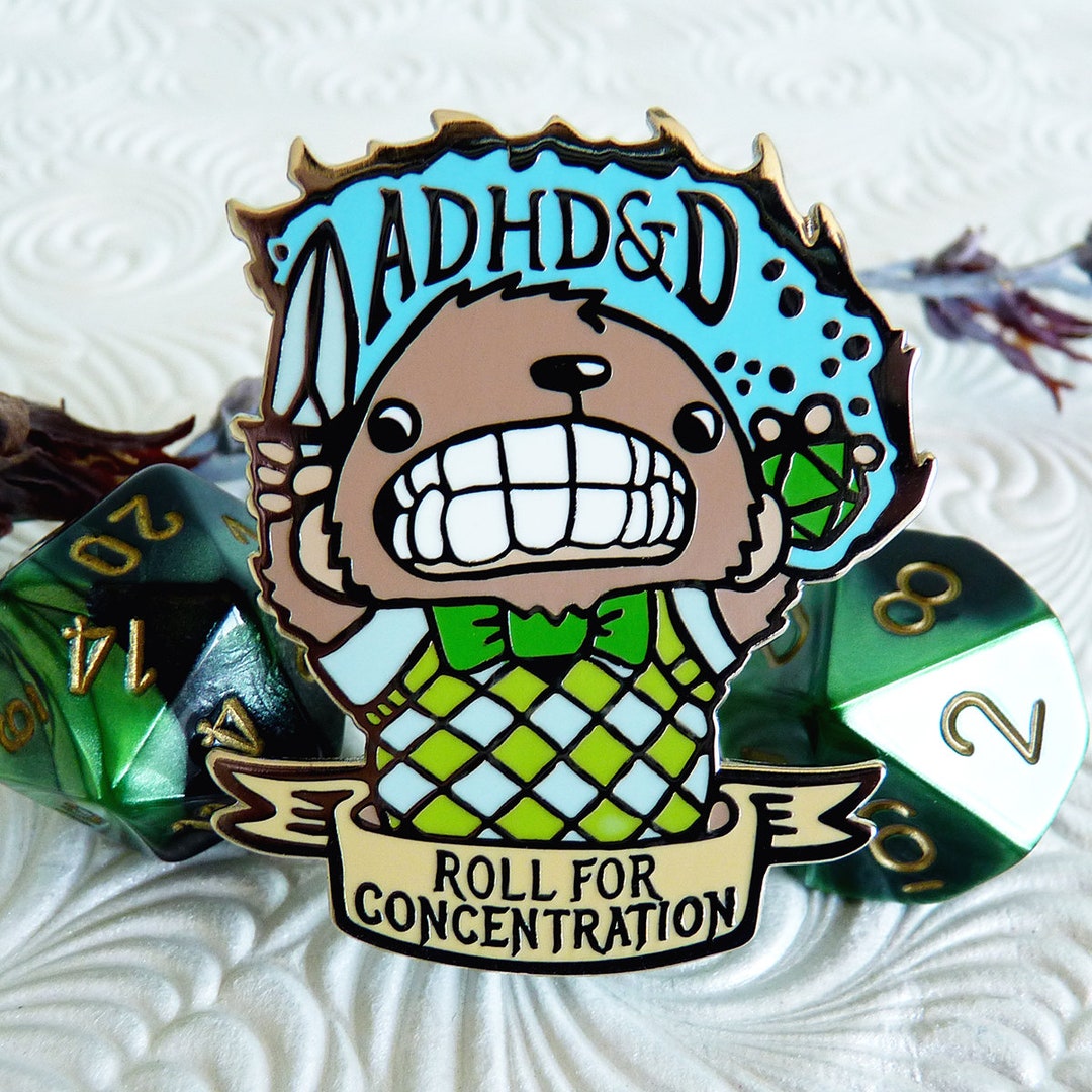 Adhdnd Bear Enamel Pin, ADHD Pin, Dnd Enamel Pin, Tabletop RPG Pin ...