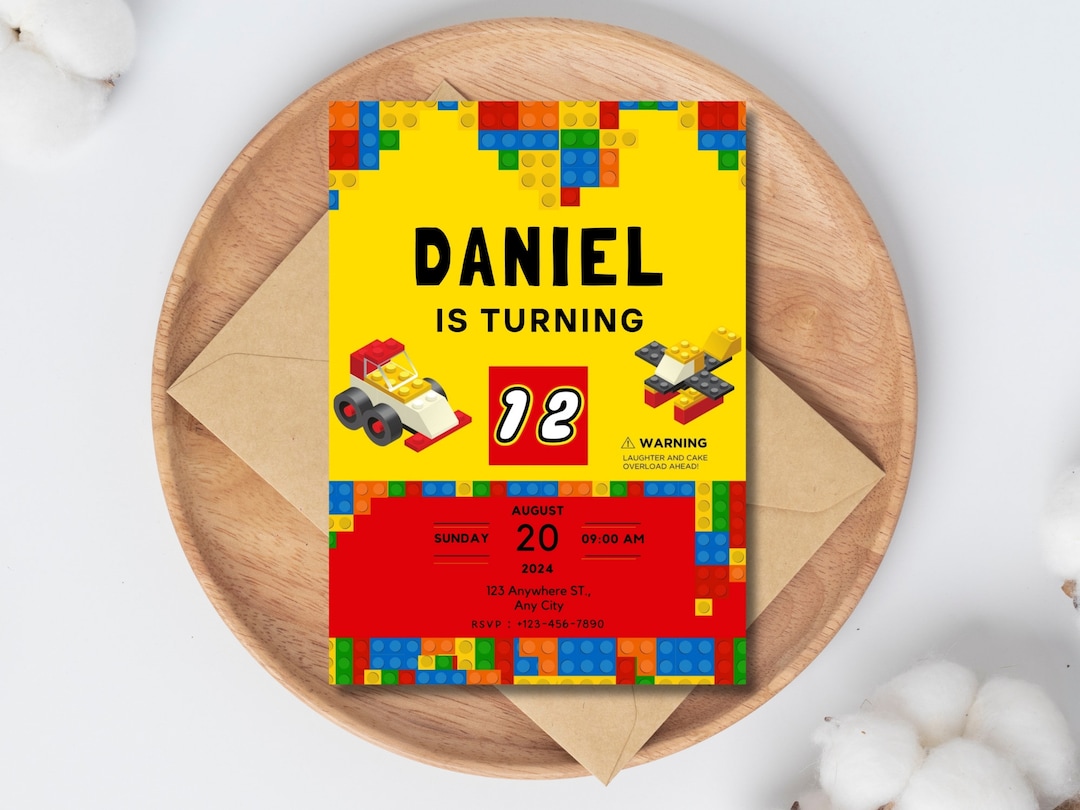 Personalized LEGO Birthday Invitation Custom Printable Party Invite for ...