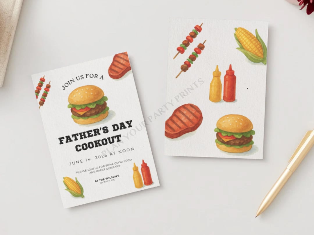 Father’s Day Cookout Editable Invitation Dad’s Invite, Father's Day ...