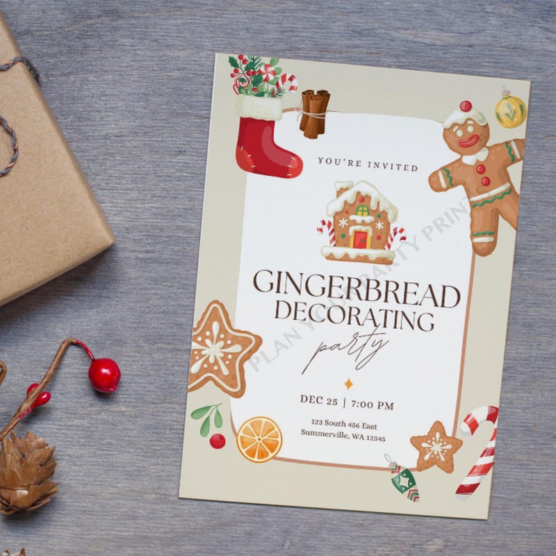 Gingerbread Invite - Etsy
