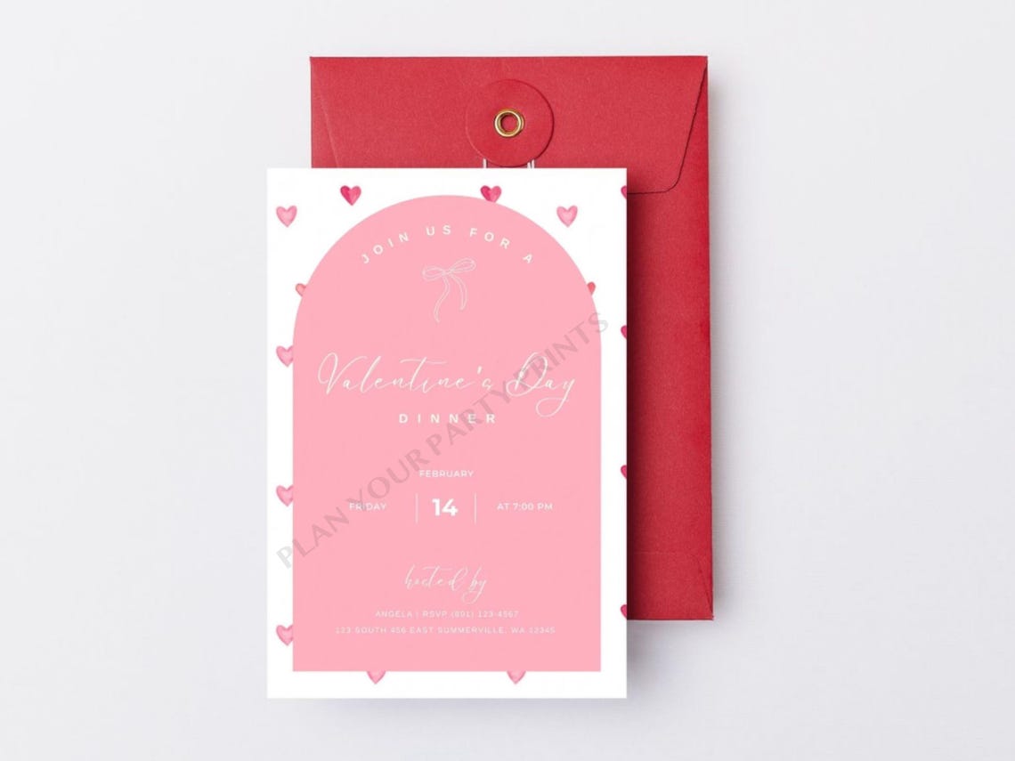 Valentines Day Heart Party Invitation, Girly Valentines Day Party ...