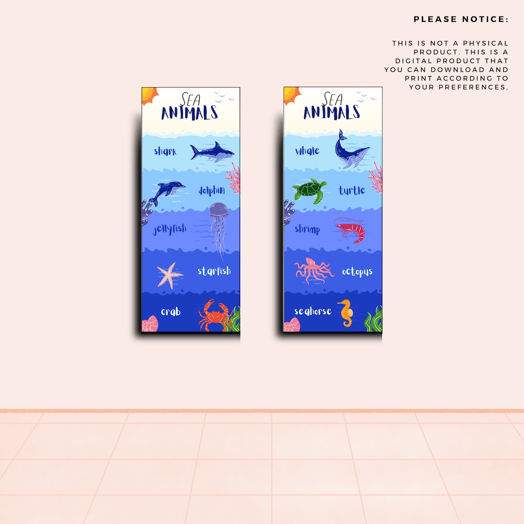 Sea Animals Print, Under the Sea Nursery Decor, Printable Poster ...