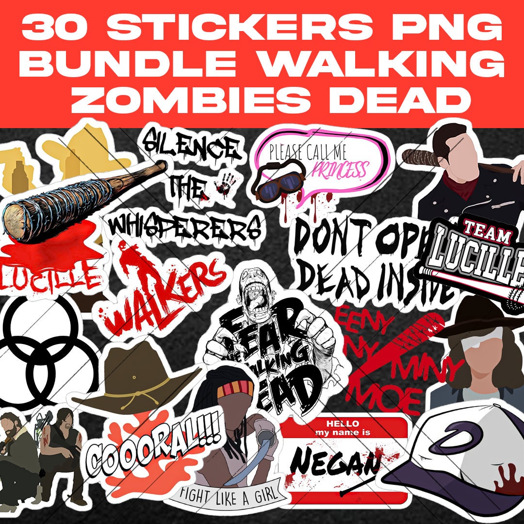 30 Stickers Png Pack Walking Zombies Dead, High Quality Printing ...