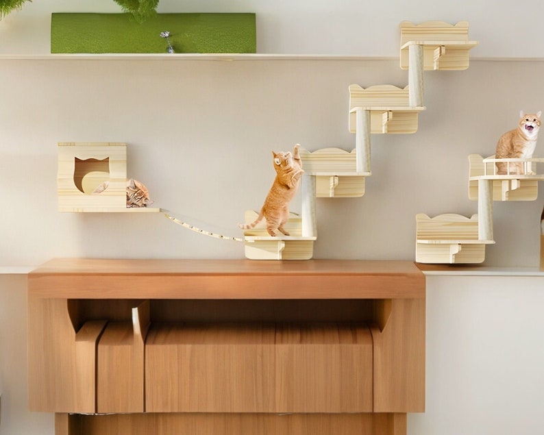 Wall Shelves for Cat ,wooden Wall Mounted Cat Furniture, Cat Bed, Wall ...