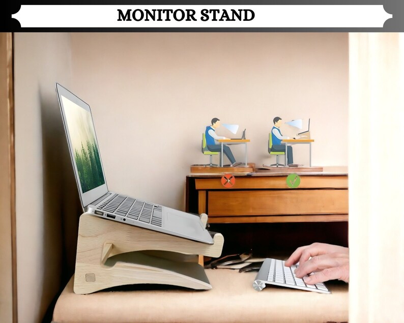Wooden Laptop Stand, Detachable Notebook Holder, Vertical Mounted ,fits ...