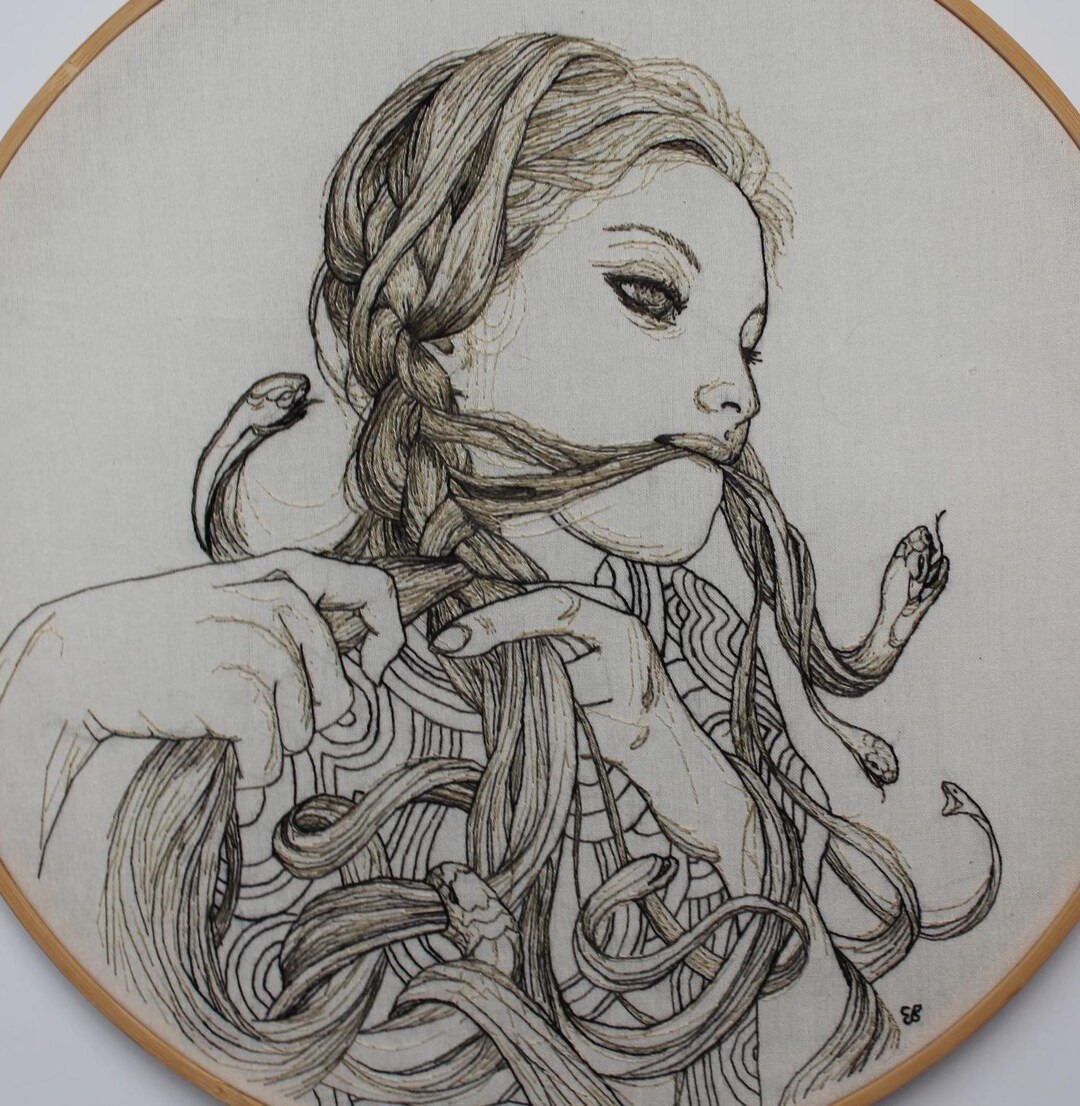 Medusa - Handmade Embroidery / 12-inch Embroidery / Wall Decoration - Etsy