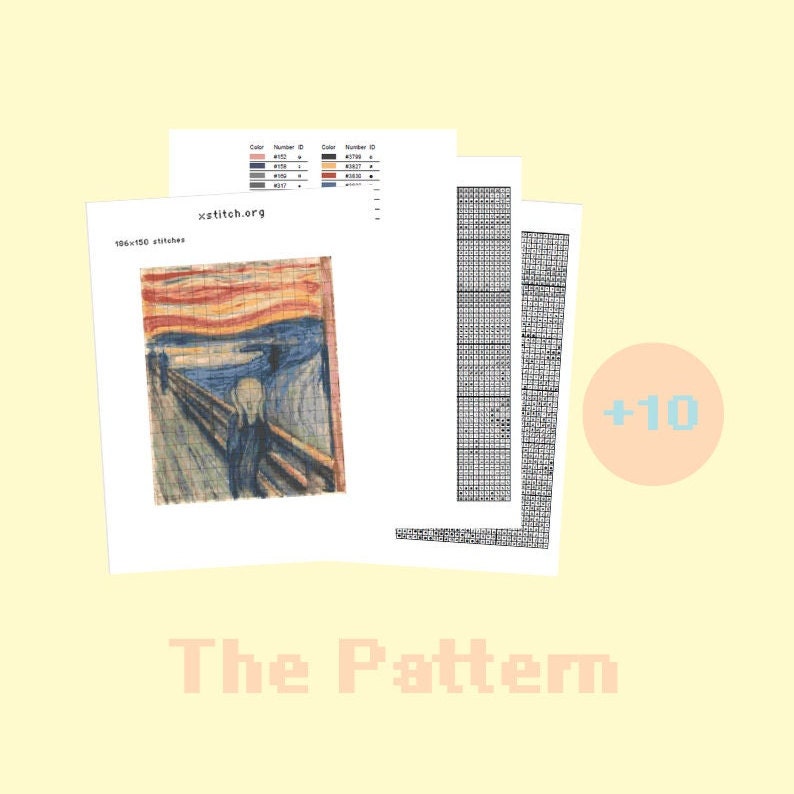 Cross Stitch Pattern the Scream full Edvard Munch - Etsy