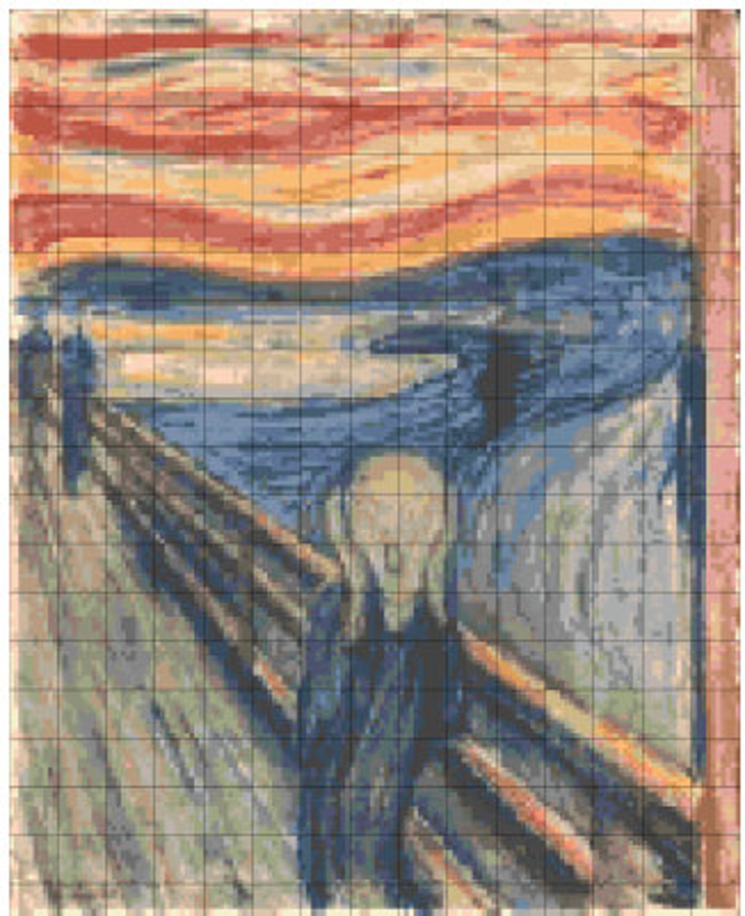 Cross Stitch Pattern the Scream full Edvard Munch - Etsy