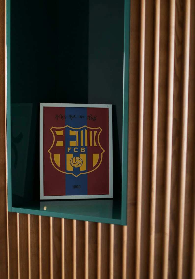 Fc Barcelona Badge Football soccer Poster Blaugrana Mes Que Un Club ...
