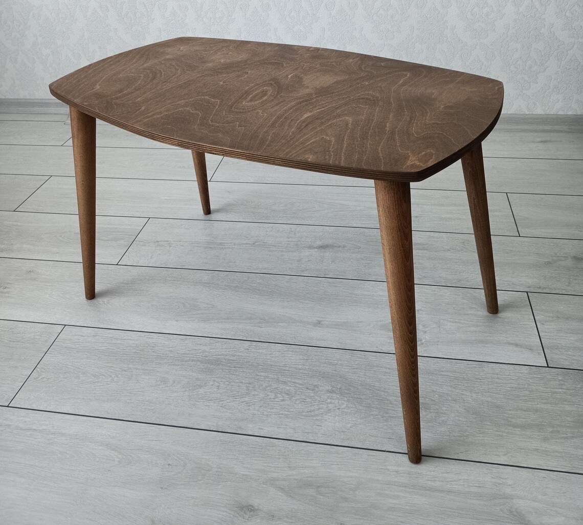 Wooden Center Table for Livingroom, Coffee Table With Conical Legs, Mid ...